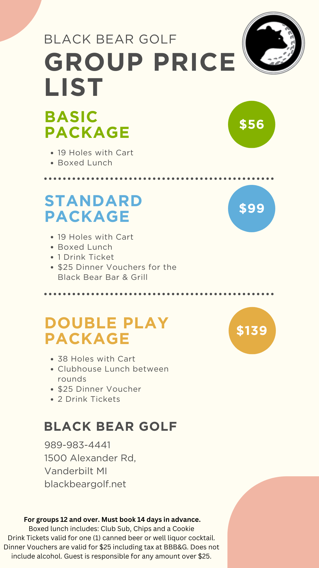Event Information - Black Bear Golf Club